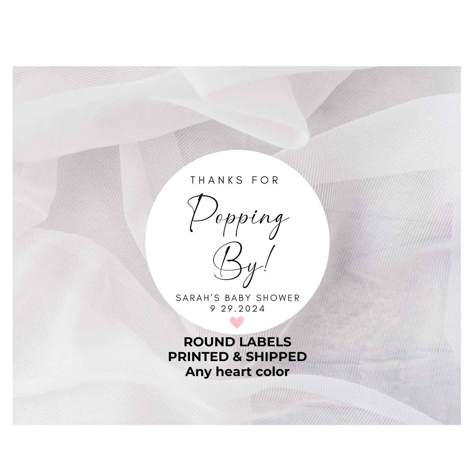 Popping by Baby Shower Labels | Round Matte | Favor Bag Stickers ...