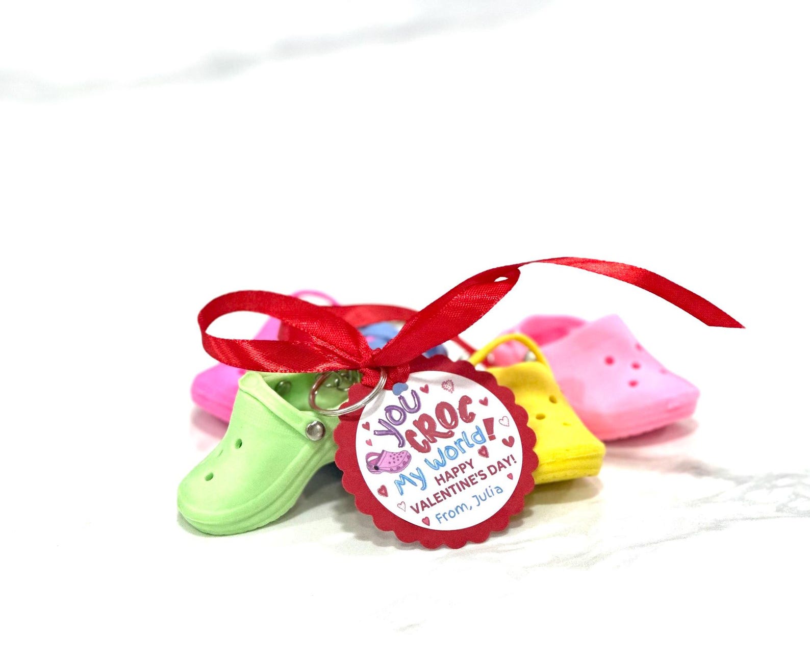 Valentine Croc Keychains – "you Croc My World" Favors With Tag and ...