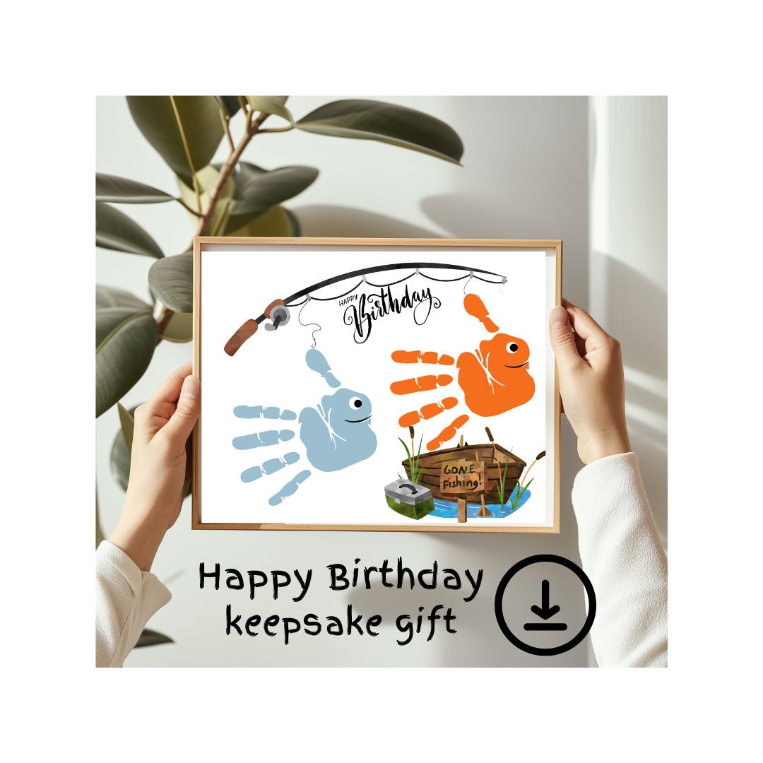 Happy Birthday Handprint Fish Art - Instant Download PDF - Etsy