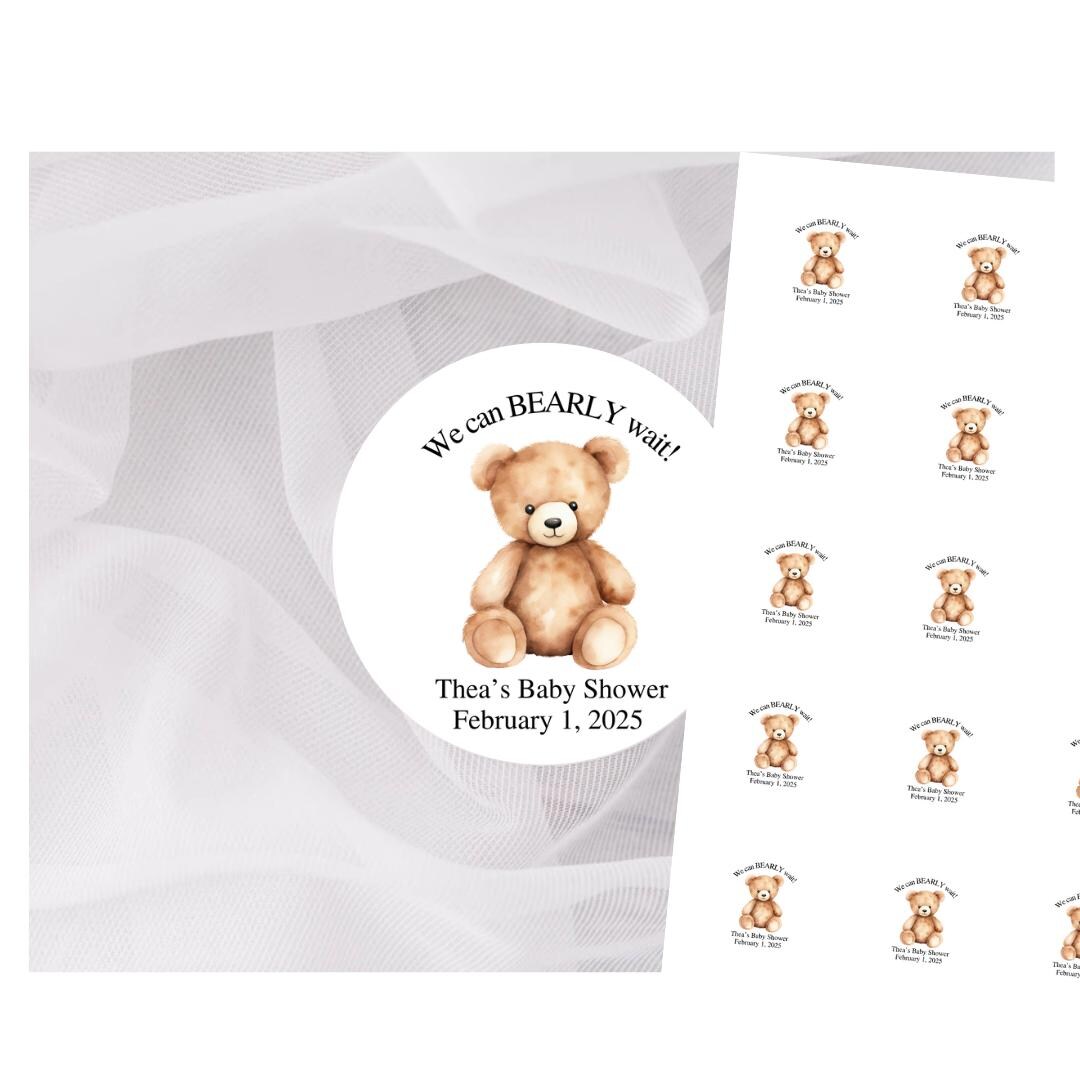 40 Stickers Thanks Beary Much Shower Birthday Custom Text - Etsy