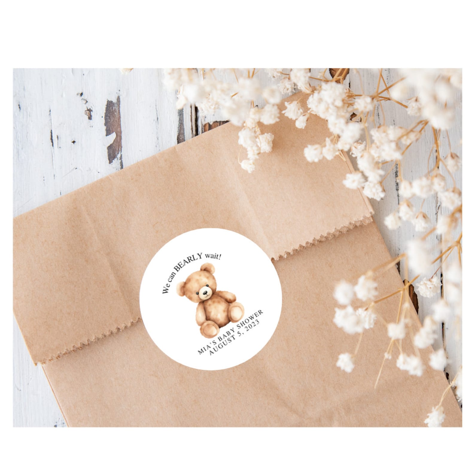 40 Stickers Thanks Beary Much Shower Birthday Custom Text - Etsy