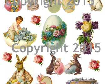 Printed Vintage Victorian Easter Cards Collage Sheet 103 | Etsy