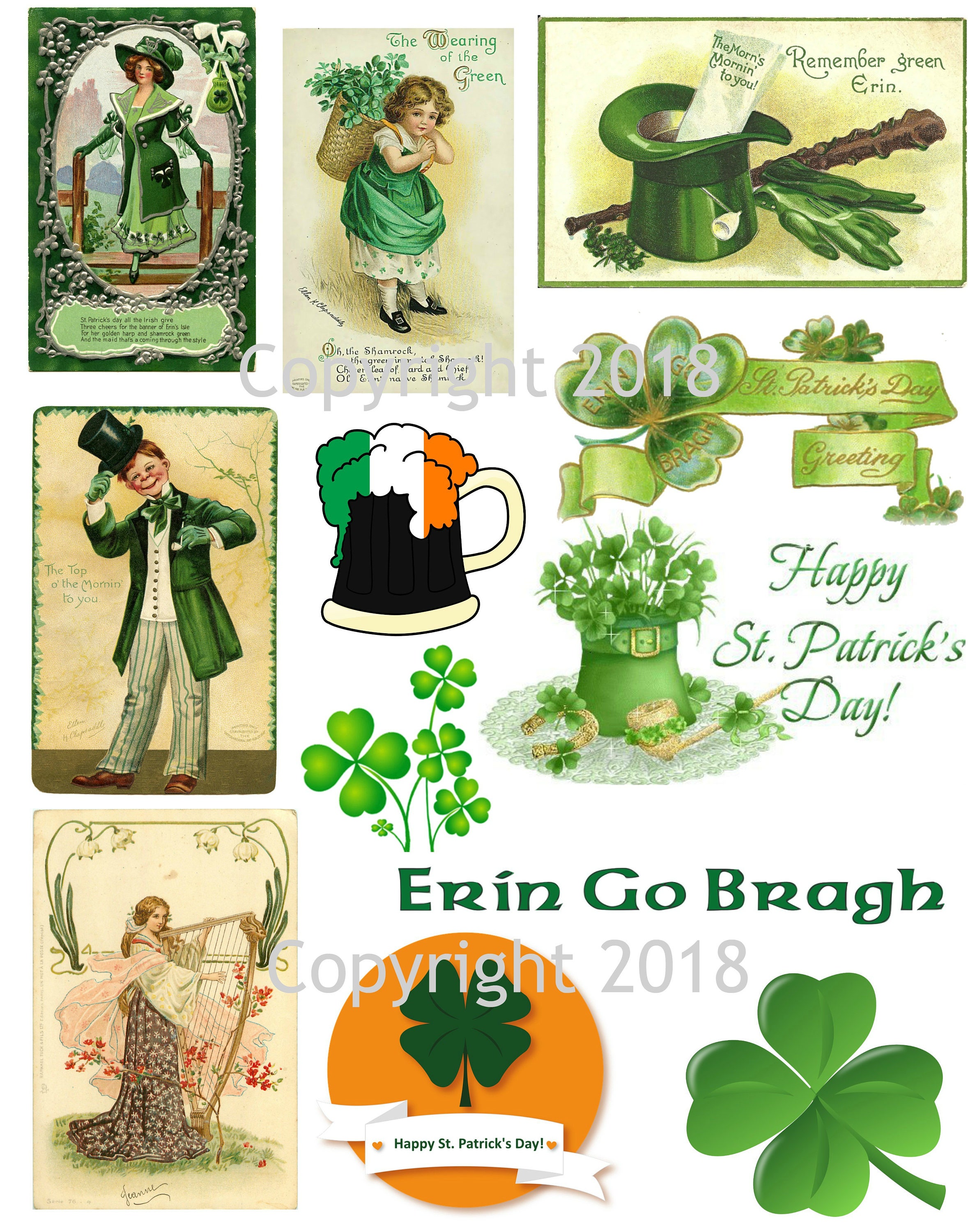 Printed 5 Sheet Bundle Saint Patrick's Day Images Collage Sheet 8.5 X ...