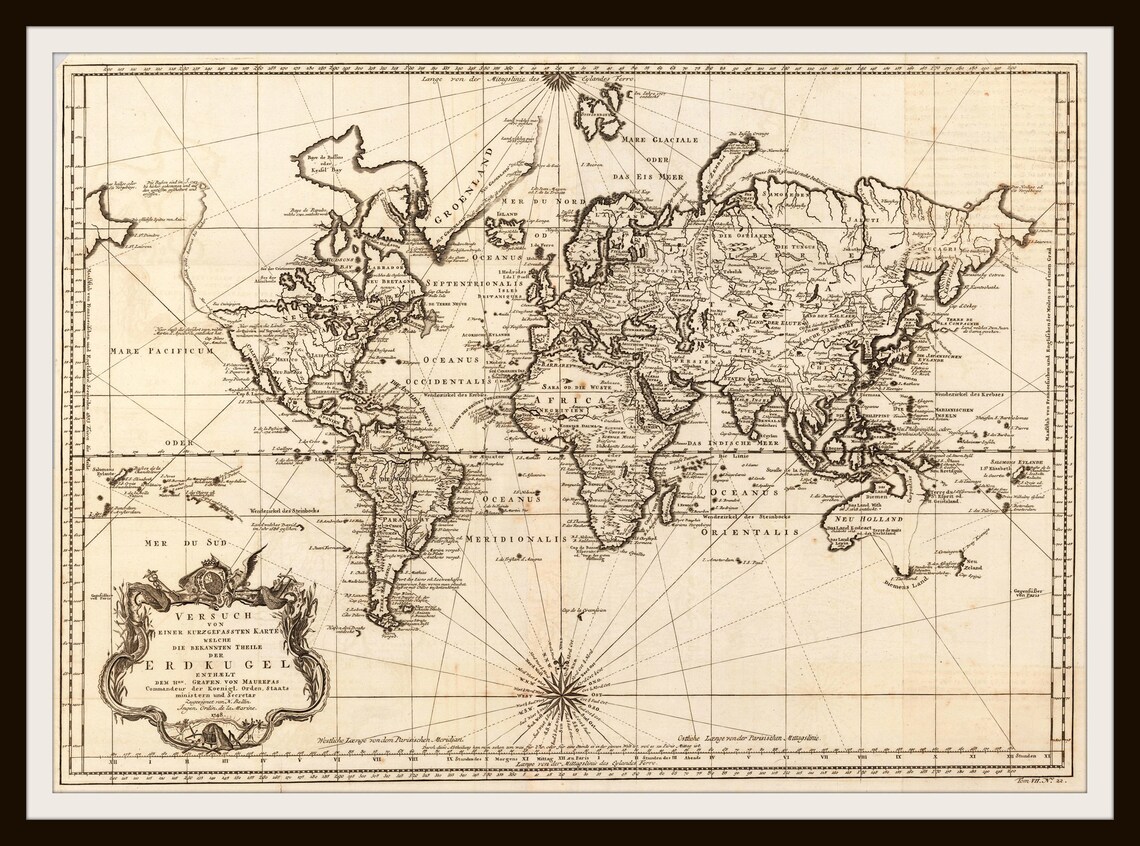 Printed Vintage World Map Poster Art Image Reproduction - Etsy