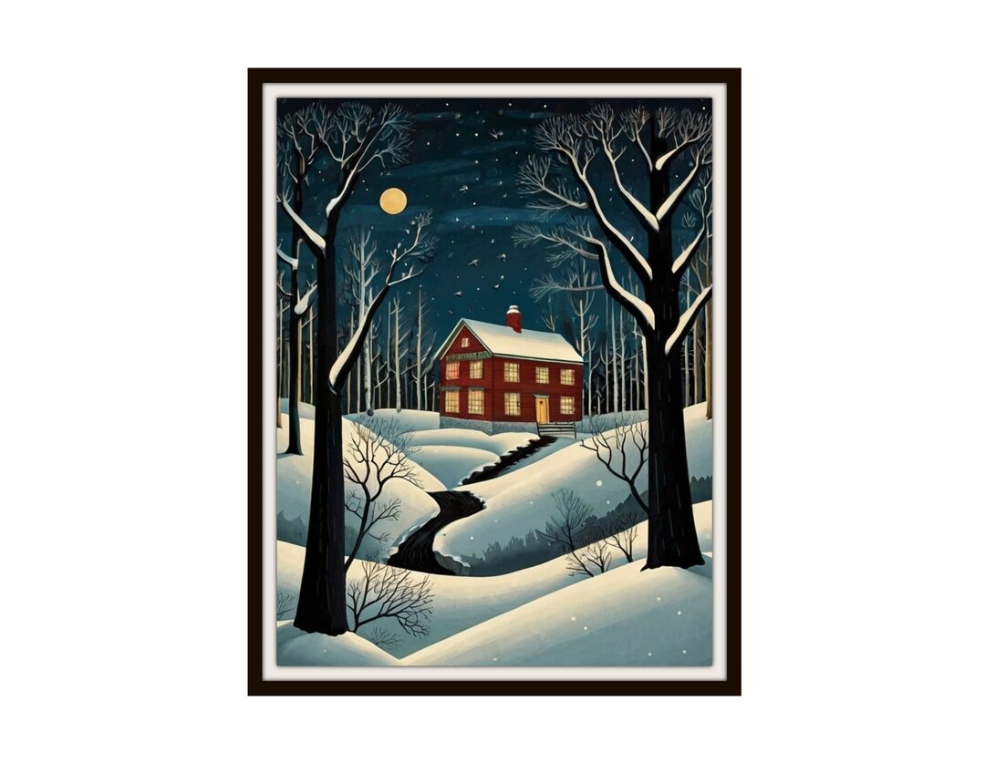 Printed Americana "colonial Winter Night", American Folk Art, Museum ...