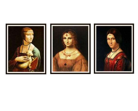 Set of 3 Leonardo Da Vinci Fine Art Portrait Reproductions | Etsy
