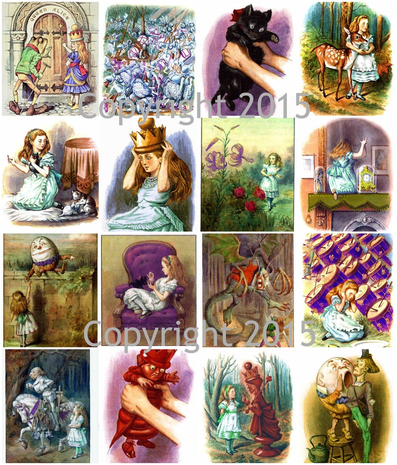Printed Vintage Victorian Alice in Wonderland Illustrations by John ...