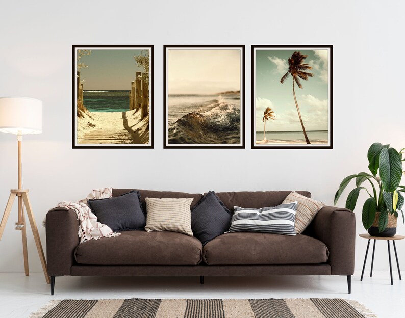 Set of 3 Rustic Beach Coastal Wall Art Giclee Art Prints, Beach House ...
