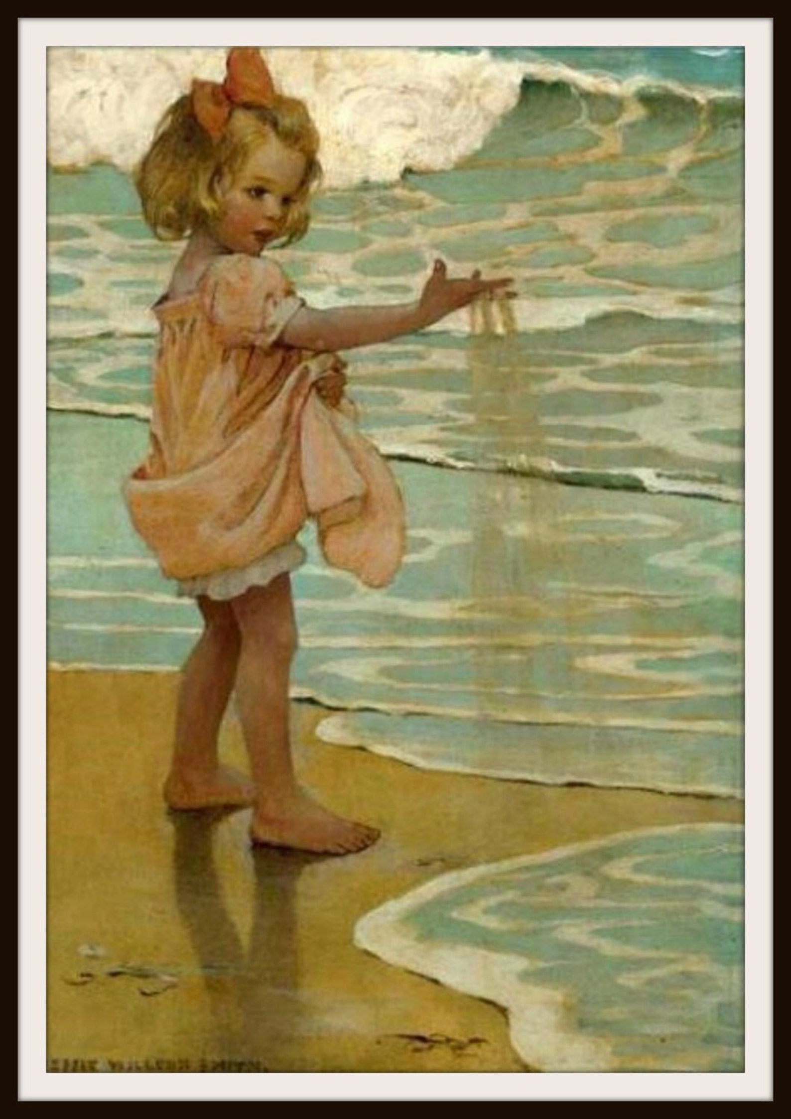 Print of Vintage Nursery Art Image Reproduction "girl at the Seashore ...