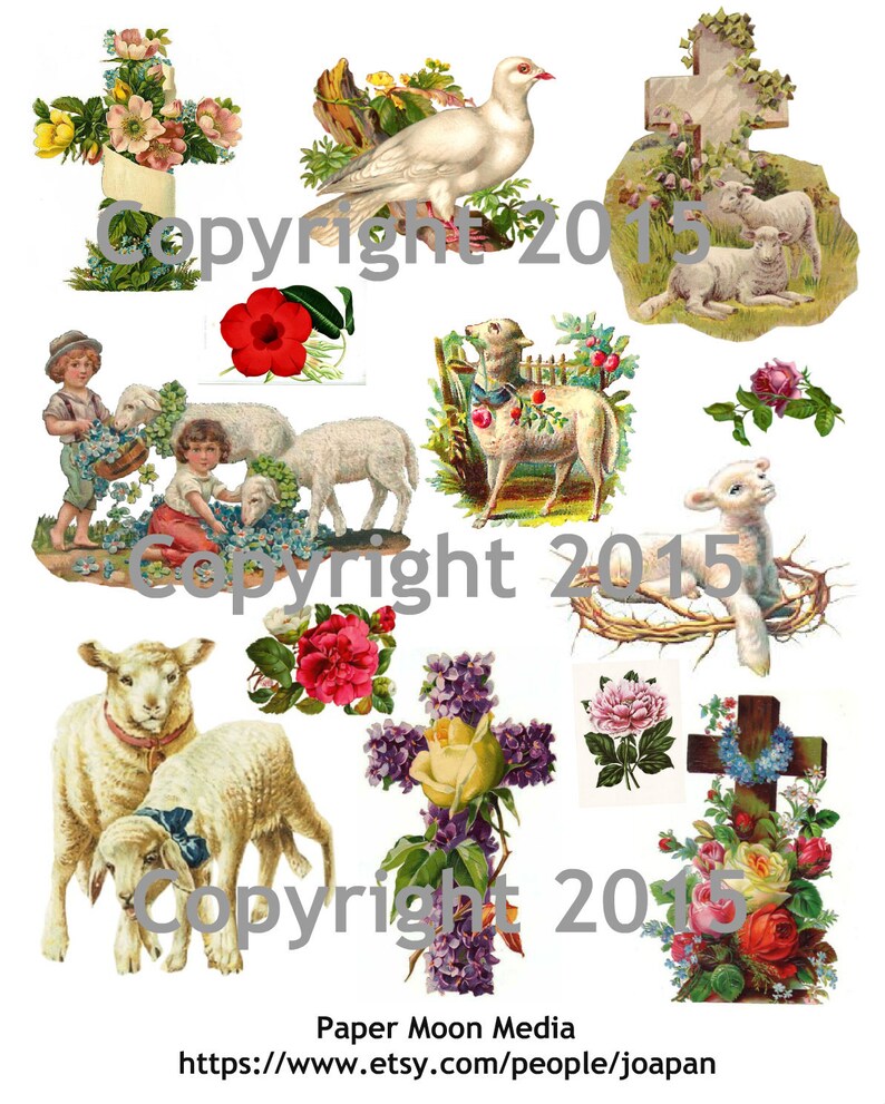 Printed Vintage Victorian Religious Easter Collage Sheet , 8.5 X 11 ...
