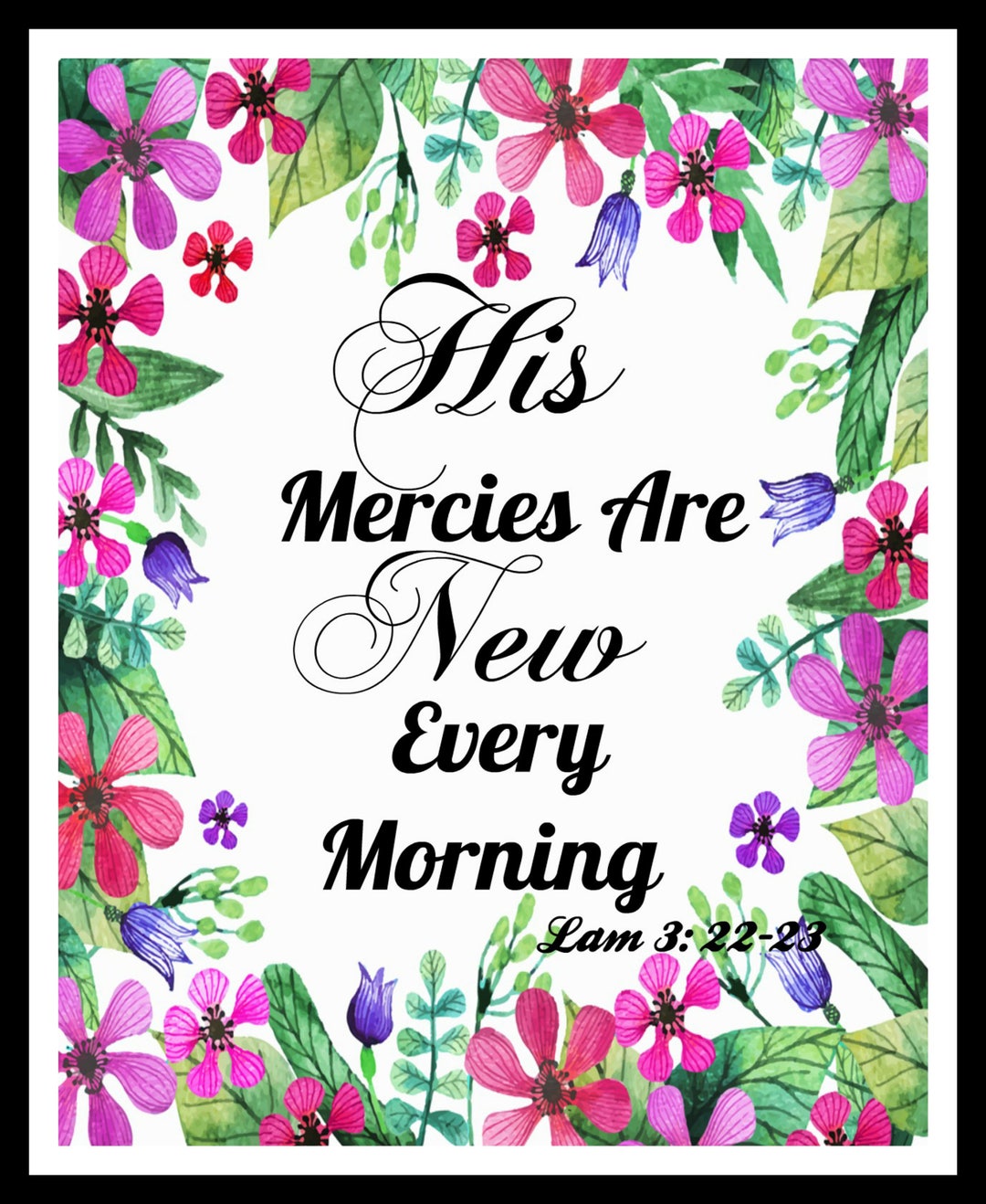 Scripture Art Print Poster "his Mercies Are New", Wall Decor Unframed ...