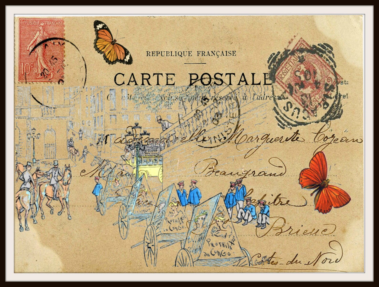 Vintage French Post Card Ephemera Print Wall Decor 8.5 X | Etsy