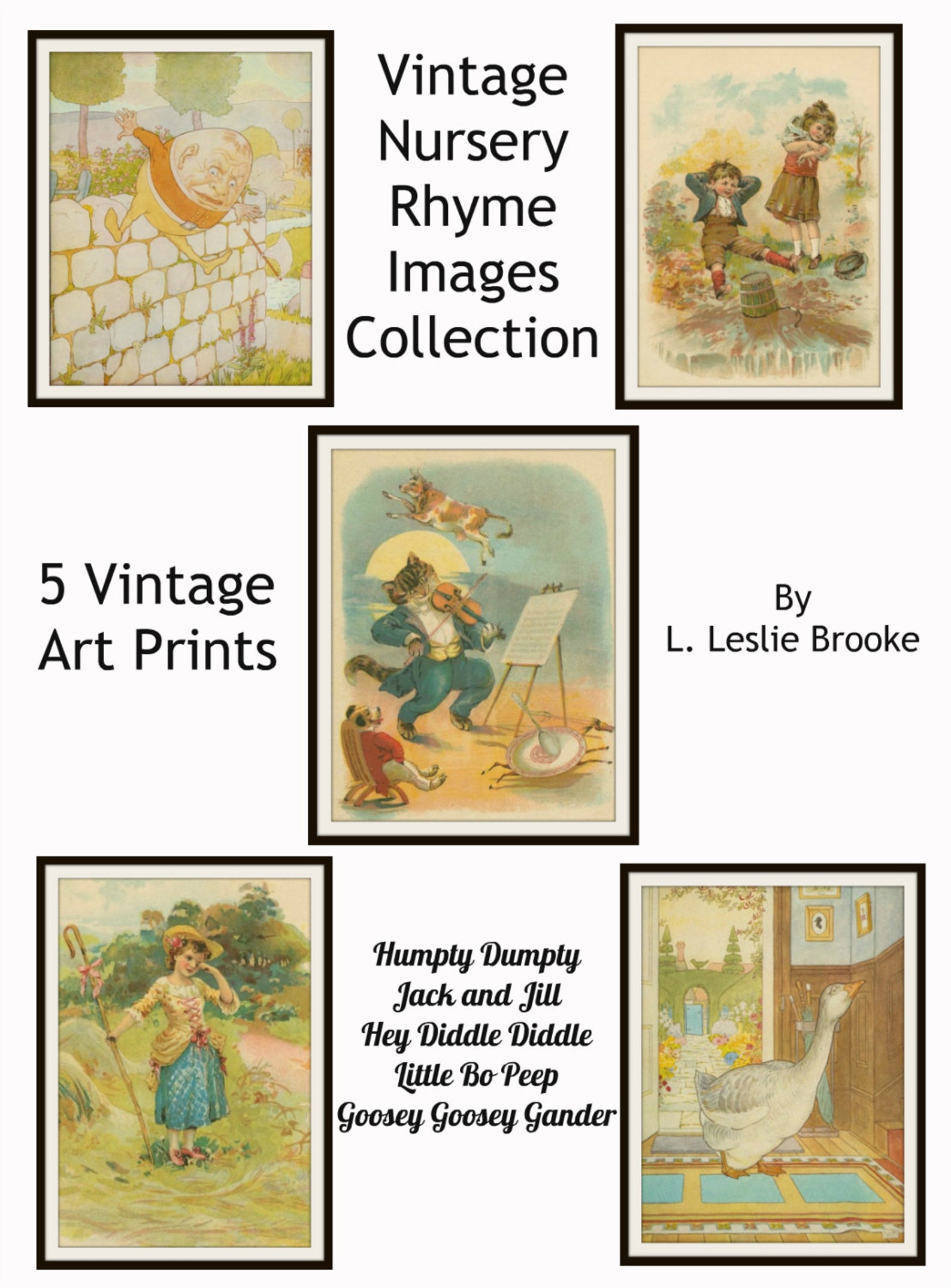 Vintage Nursery Rhyme Wall Art Collection 1 5 Vintage Prints - Etsy