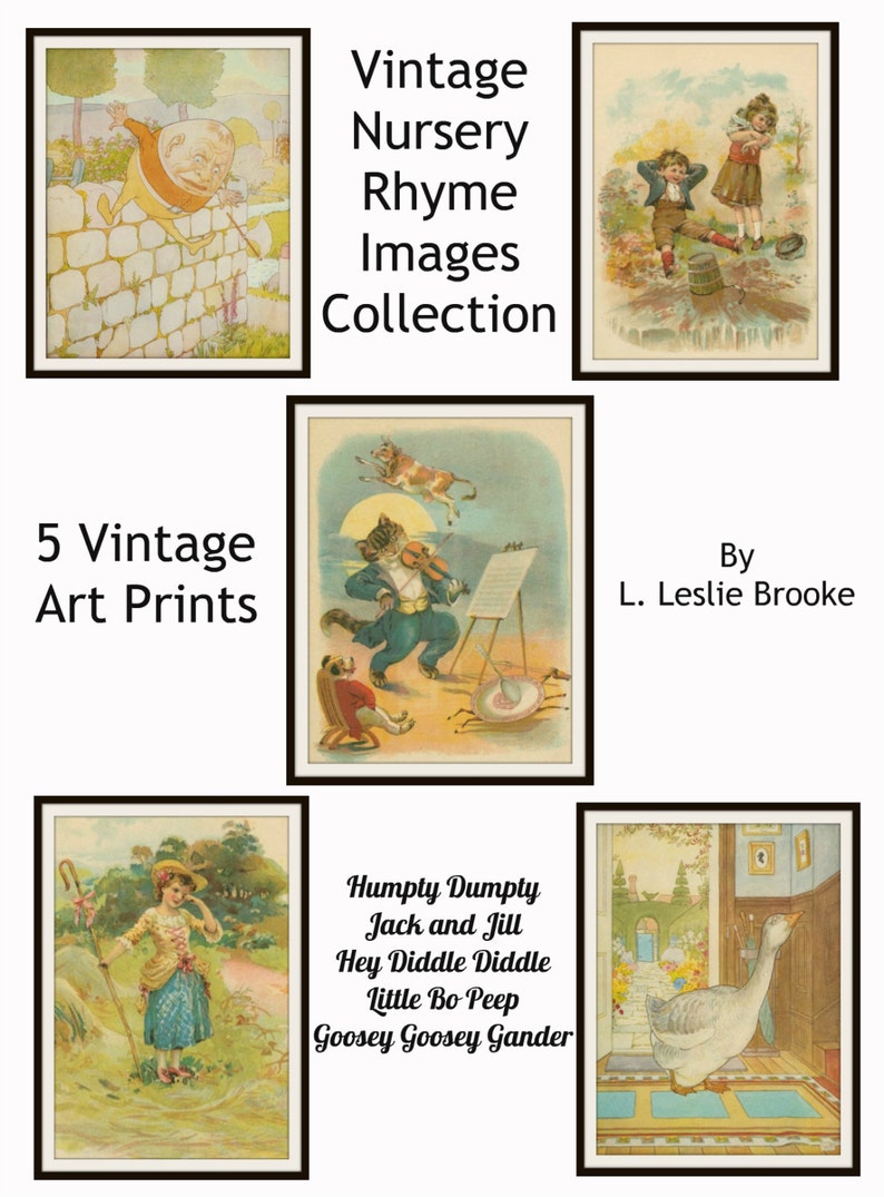 Vintage Nursery Rhyme Wall Art Collection 1 5 Vintage Prints - Etsy
