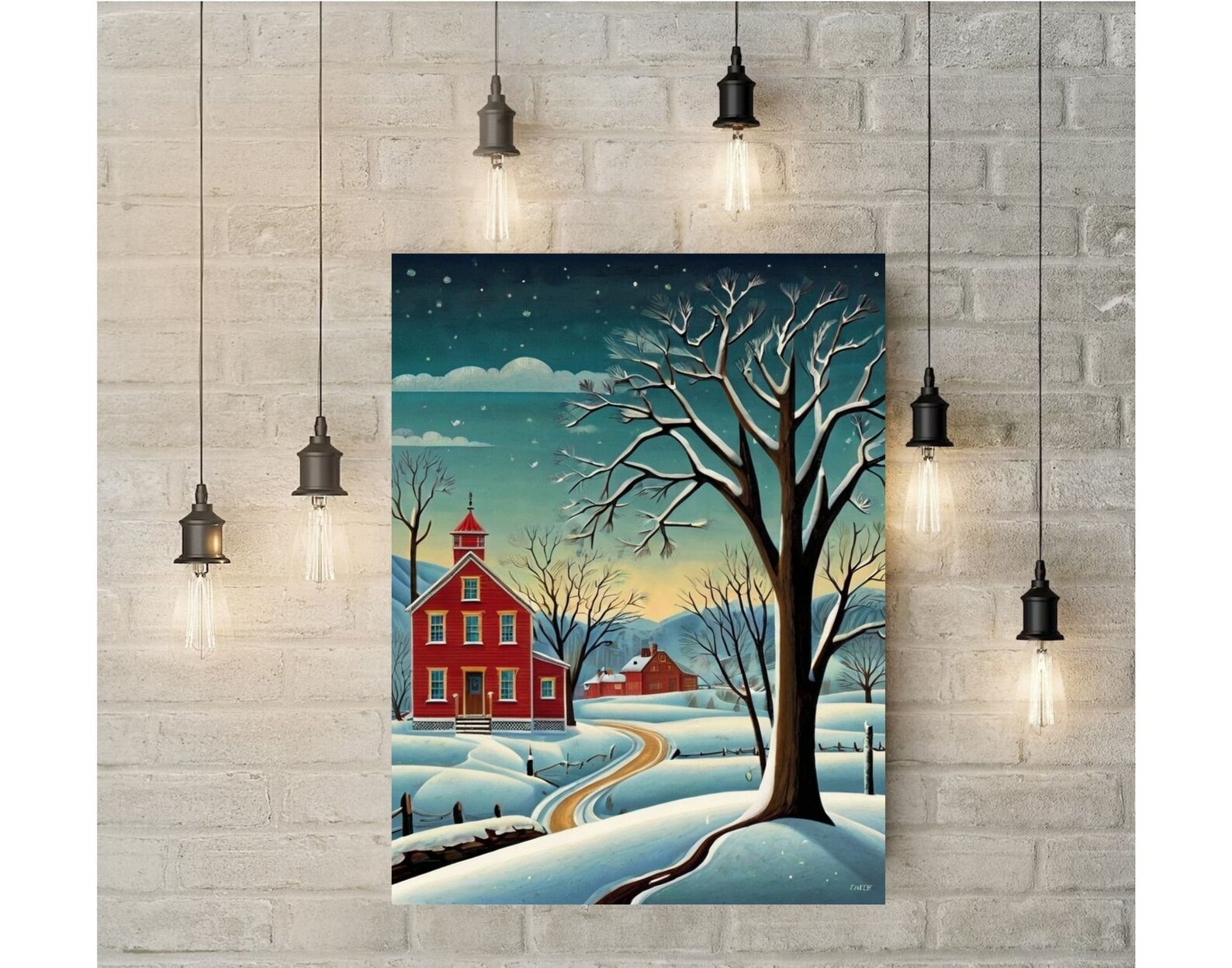 Printed Americana "colonial Winter", American Folk Art, Museum Quality ...