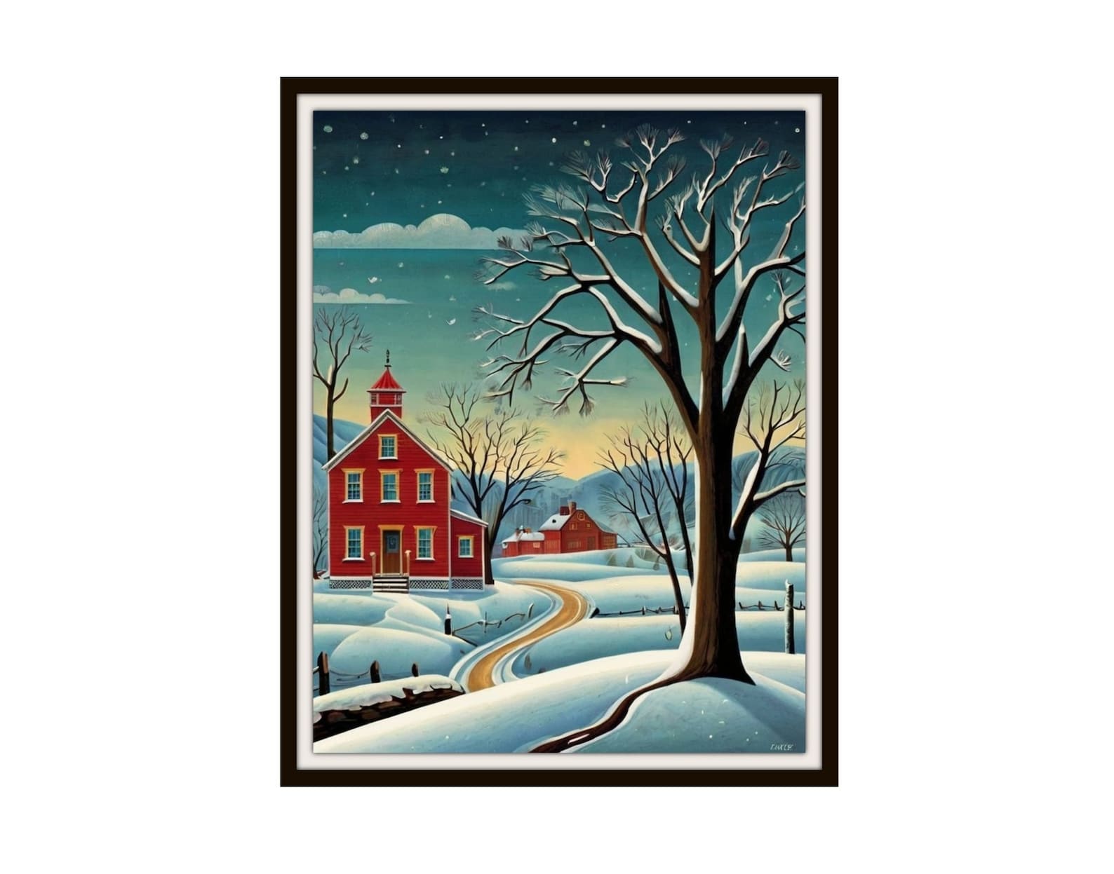 Printed Americana "colonial Winter", American Folk Art, Museum Quality ...