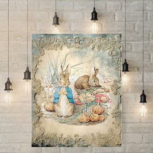 Set of 6 Beatrix Potter "peter Rabbit" Antique Background Giclee Art ...