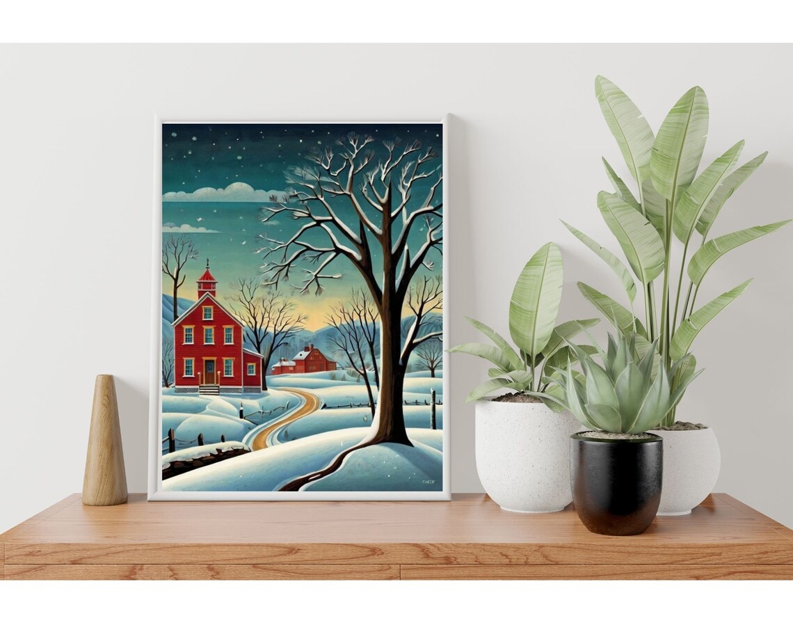 Printed Americana "colonial Winter", American Folk Art, Museum Quality ...