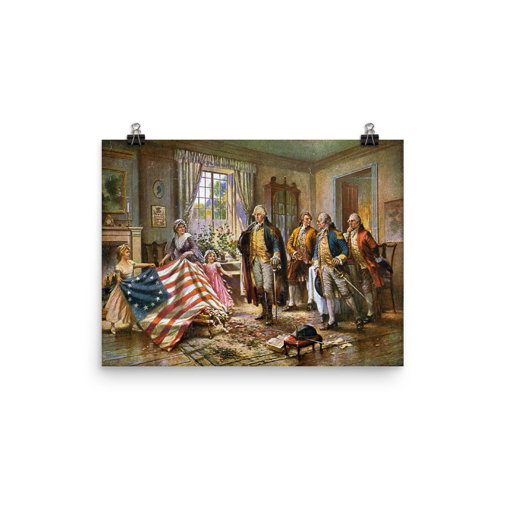 Betsy Ross Presents the Flag to George Washington Vintage Art Print ...