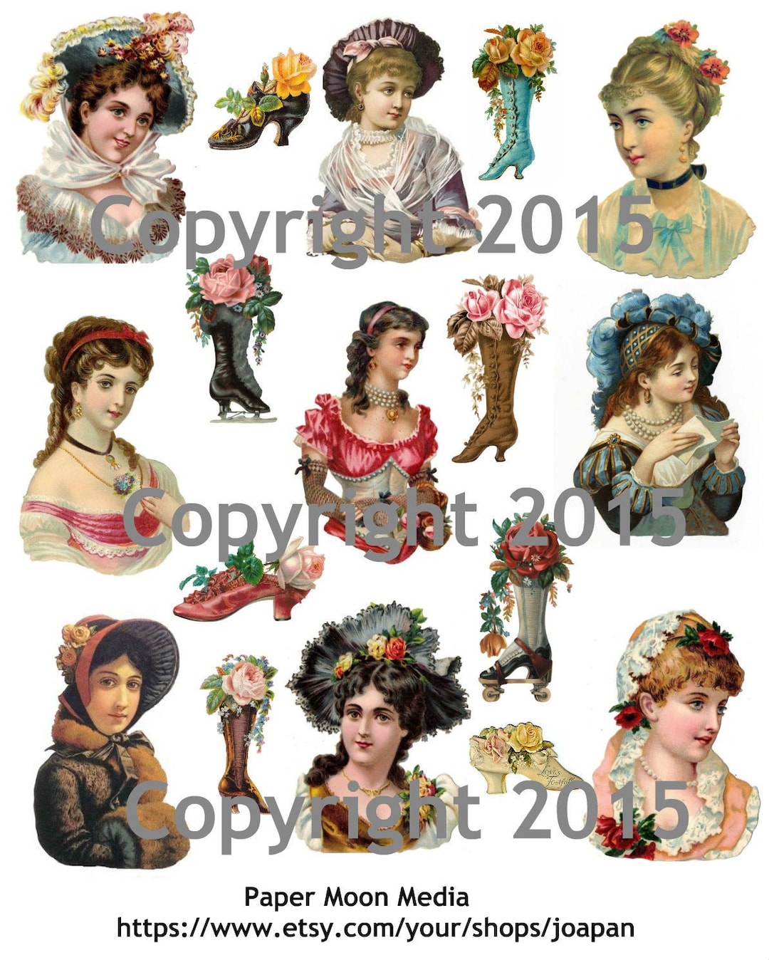Printed Vintage Victorian Ladies Scrap Collage Sheet 101, 8.5 X 11 ...
