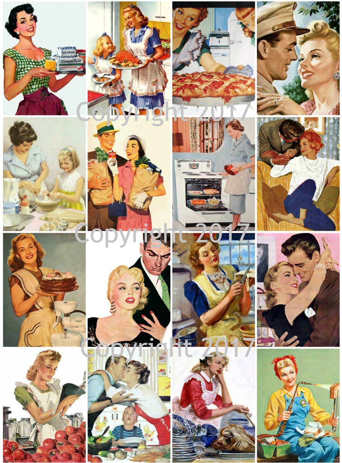 Retro 50s Ad Poster Images Collage Sheet 101 for Mother's Day, 8.5 X 11 ...