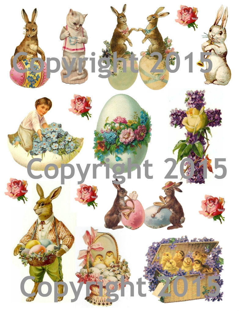 Printed Vintage Victorian Easter Collage Sheet 104, 8.5 X 11 Printed ...