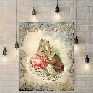 Set of 6 Beatrix Potter "peter Rabbit" Antique Background Giclee Art ...