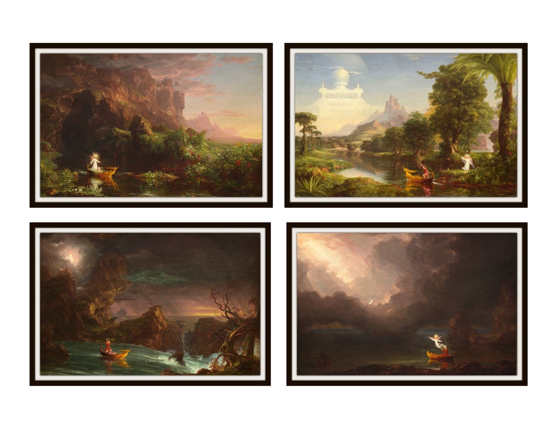 Set of 4 Vintage Thomas Cole "the Voyage of Life" Giclee Art Prints ...