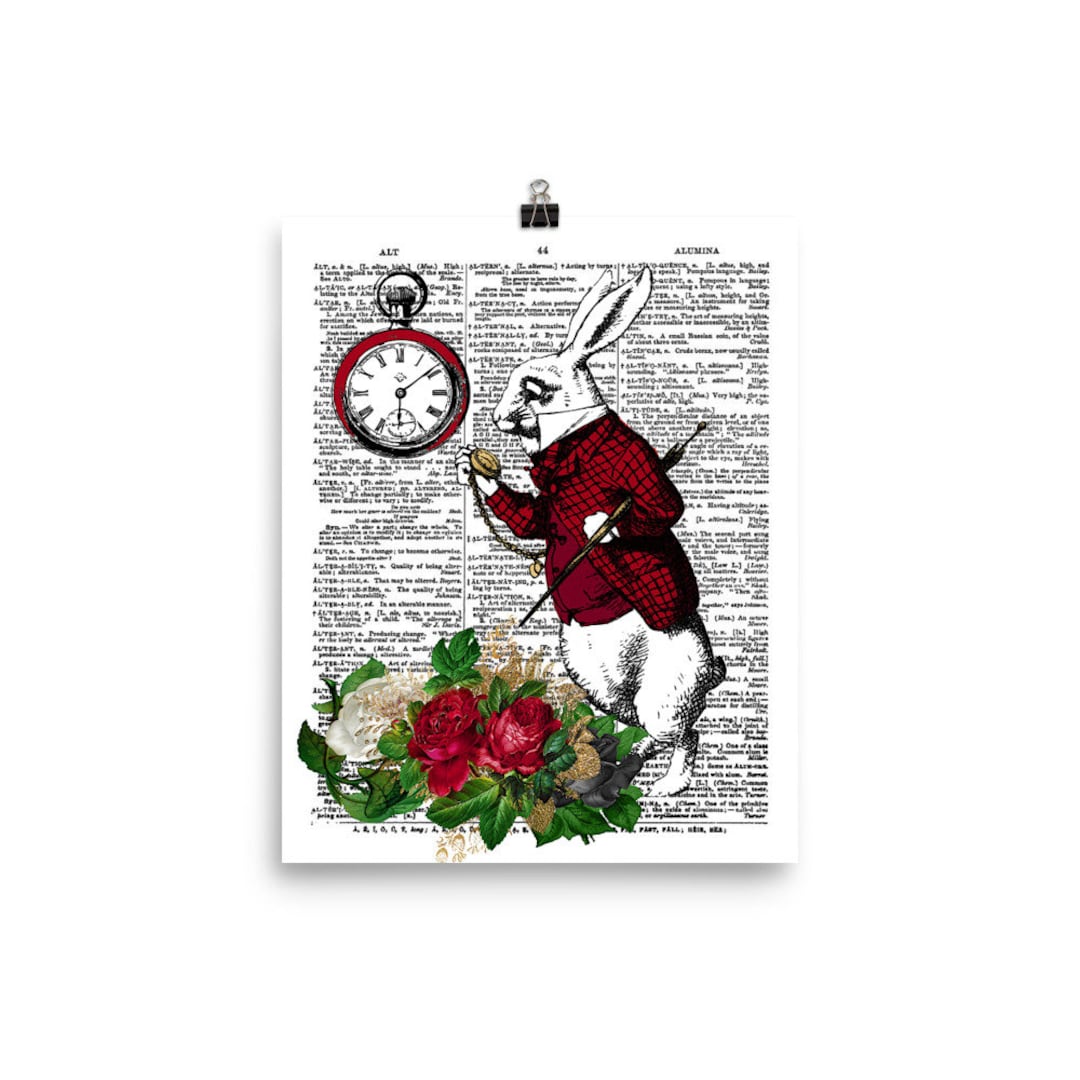 Alice in Wonderland White Rabbit Dictionary Art Print Poster - Etsy