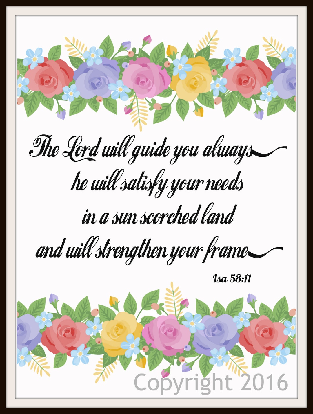 Scripture Art Print Poster "the Lord Will Guide You Always", Wall Decor ...