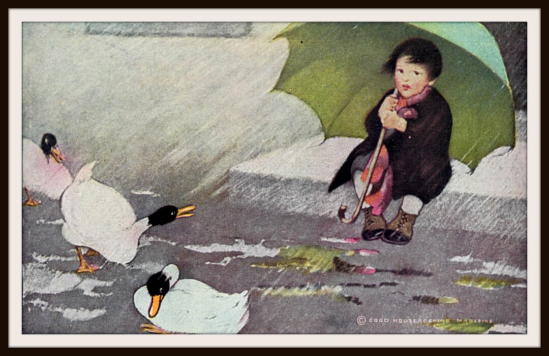 Print of Vintage Nursery Art Image Reproduction "rain Rain Go Away" by ...