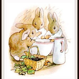 Printed Vintage Beatrix Potter Peter Rabbit and Friends Baby Nursery ...