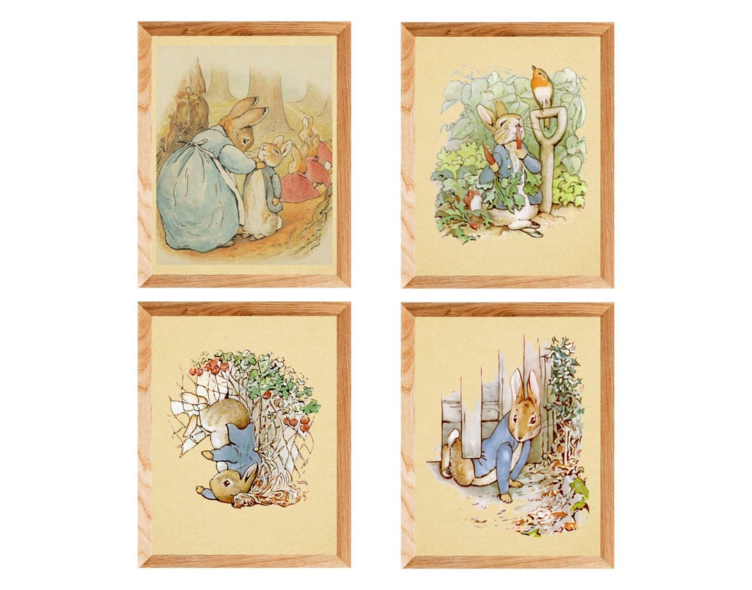 Set of 4 Beatrix Potter Peter Rabbit Art Prints – Vintage Illustrations ...