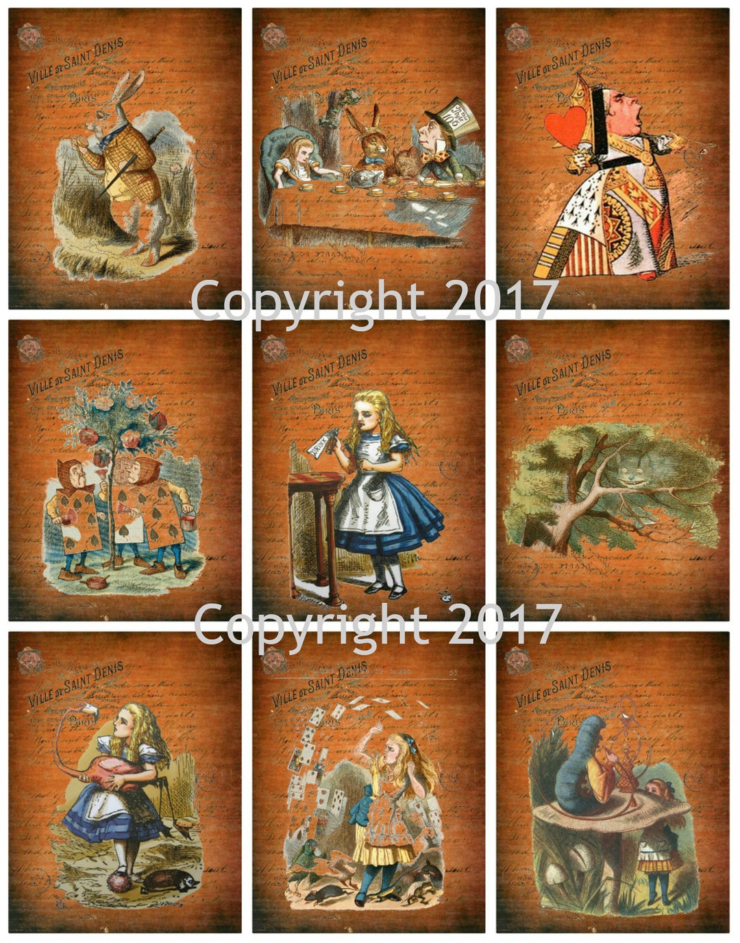 Printed Vintage Victorian Alice in Wonderland Illustrations by John ...