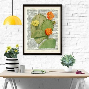 Set of 3 Vintage Botanical Cactus Art Print Posters, Dictionary Art ...