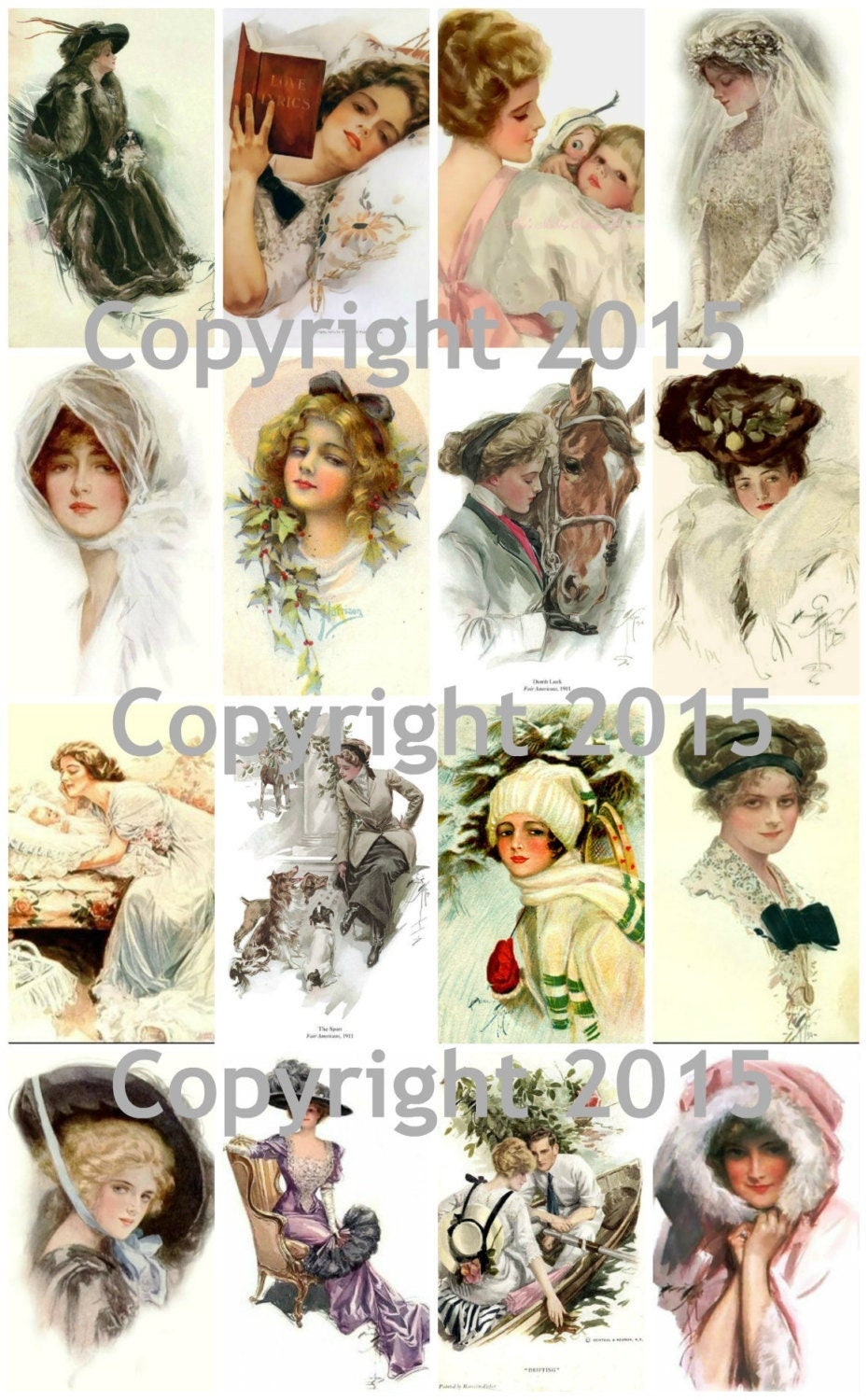 Printed Vintage Harrison Fisher Collage Sheet 103, 8.5 X 11 Printed ...