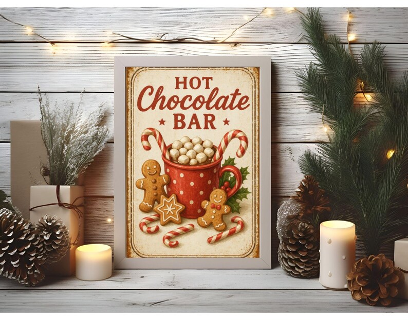 Printed Rustic Christmas Farmhouse Sign Poster Print 2 | Vintage ...