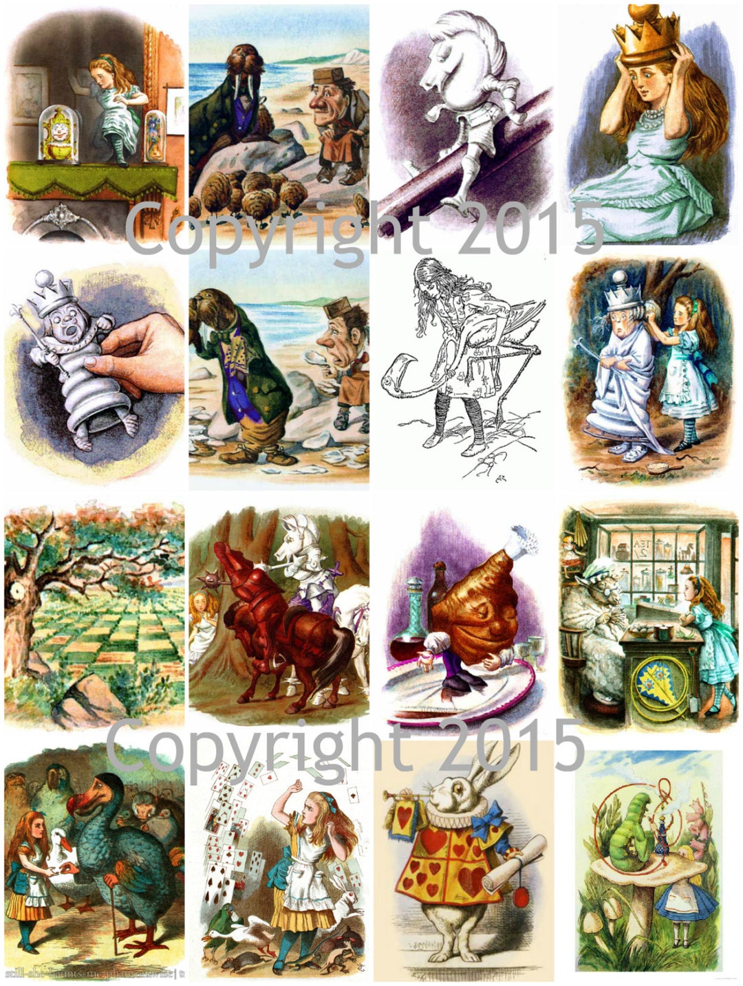 Printed Vintage Victorian Alice in Wonderland Illustrations by John ...