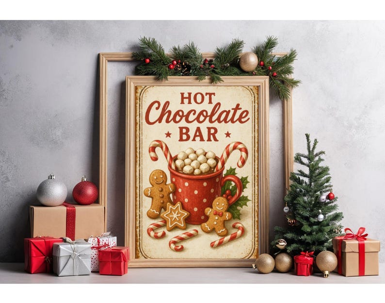 Printed Rustic Christmas Farmhouse Sign Poster Print 2 | Vintage ...