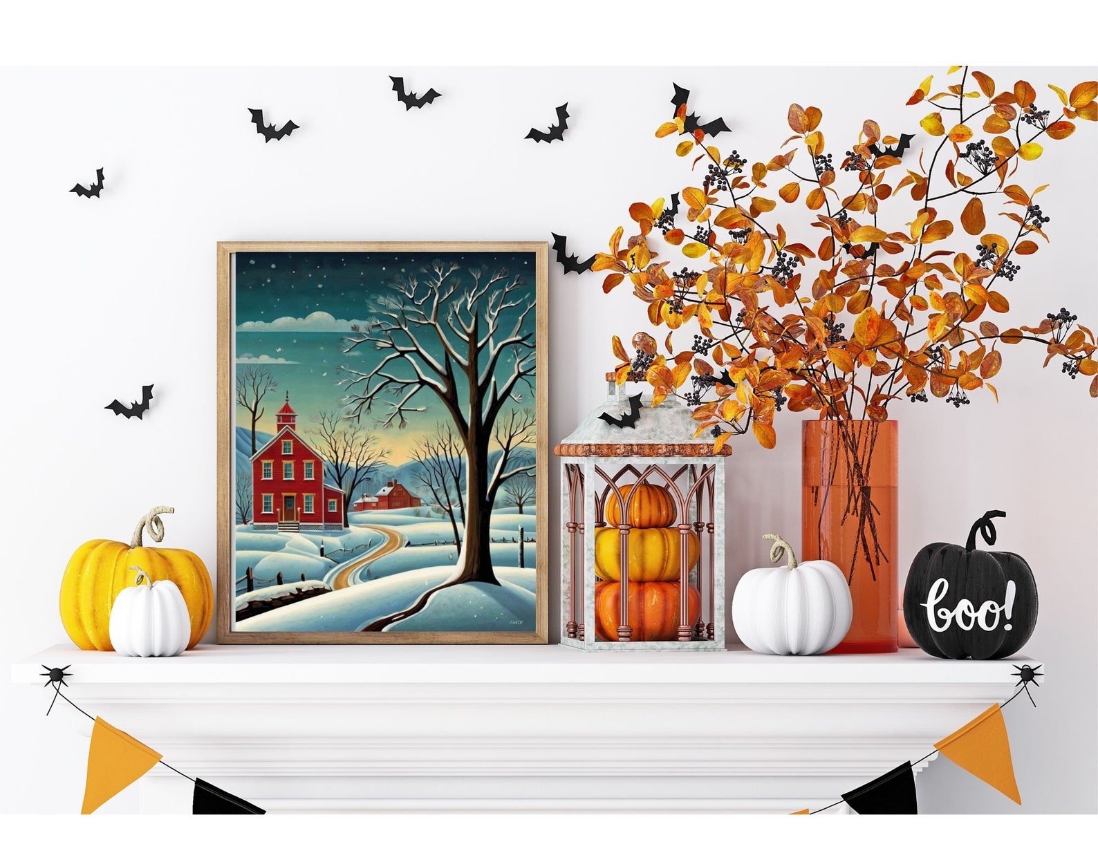 Printed Americana "colonial Winter", American Folk Art, Museum Quality ...
