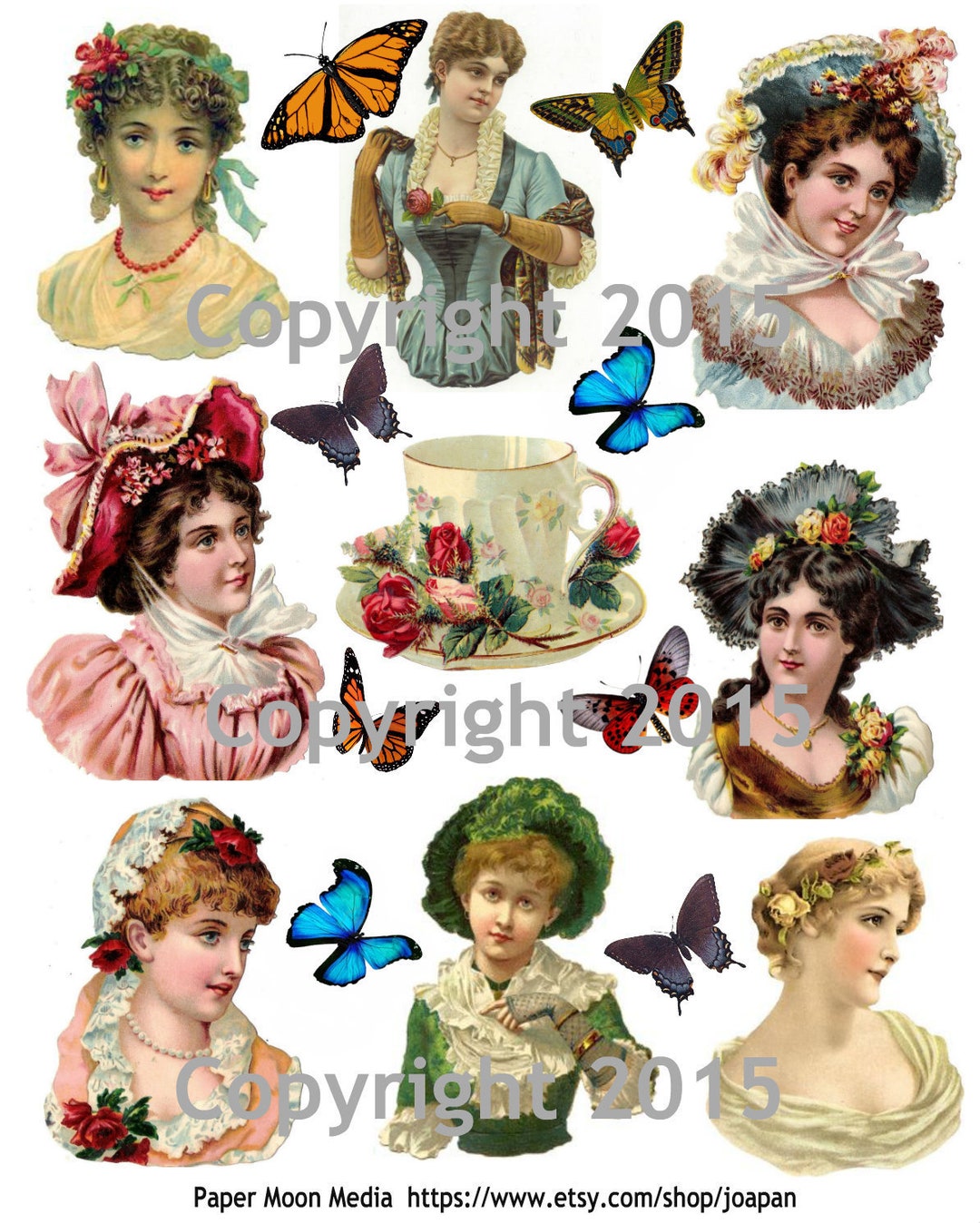 Printed Vintage Victorian Ladies Scrap Collage Sheet 104, 8.5 X 11 ...