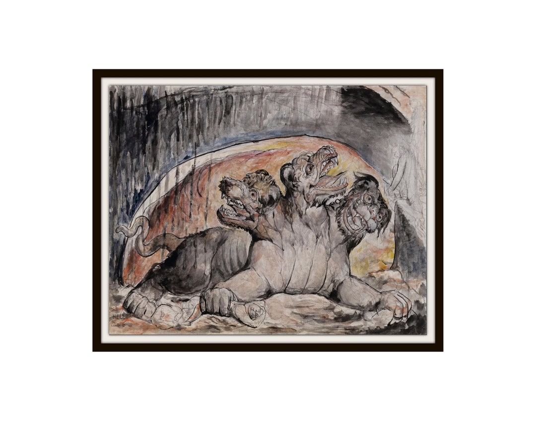 Vintage Art Print "cerberus" Reproduction Ephemera Art Poster, Wall ...