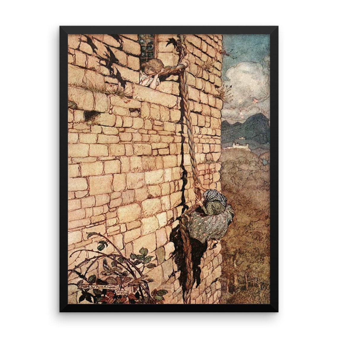 Arthur Rackham Rapunzel Framed Poster, Vintage Fairy Tale Framed Art ...
