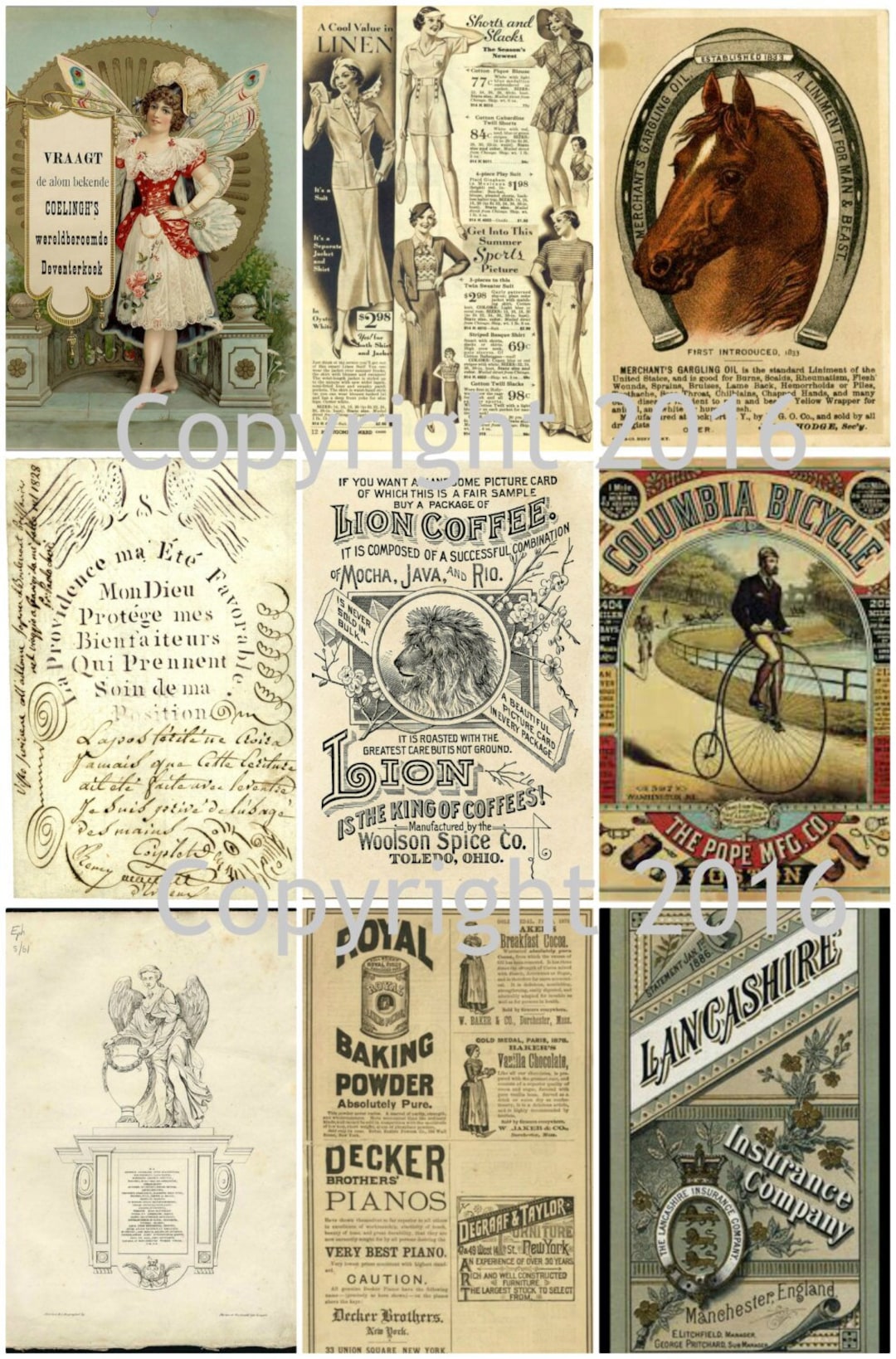 Printed Vintage Ephemera Labels Images Collage Sheet #4 8.5 X 11 for ...