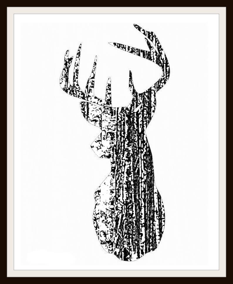 Set of 6 Birch Print Silhouette Deer Poster Art Prints 8 X - Etsy