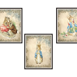 Set of 6 Beatrix Potter "peter Rabbit" Antique Background Giclee Art ...