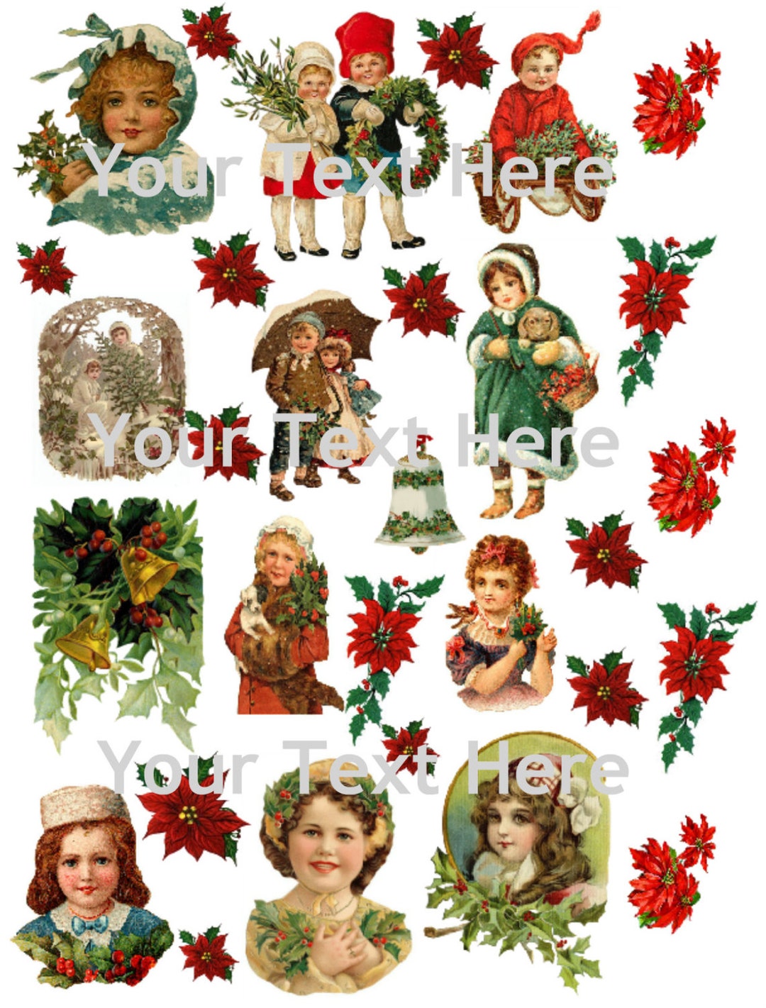Printed Vintage Victorian Christmas Collage Sheet 106, 8.5 X 11 Printed ...