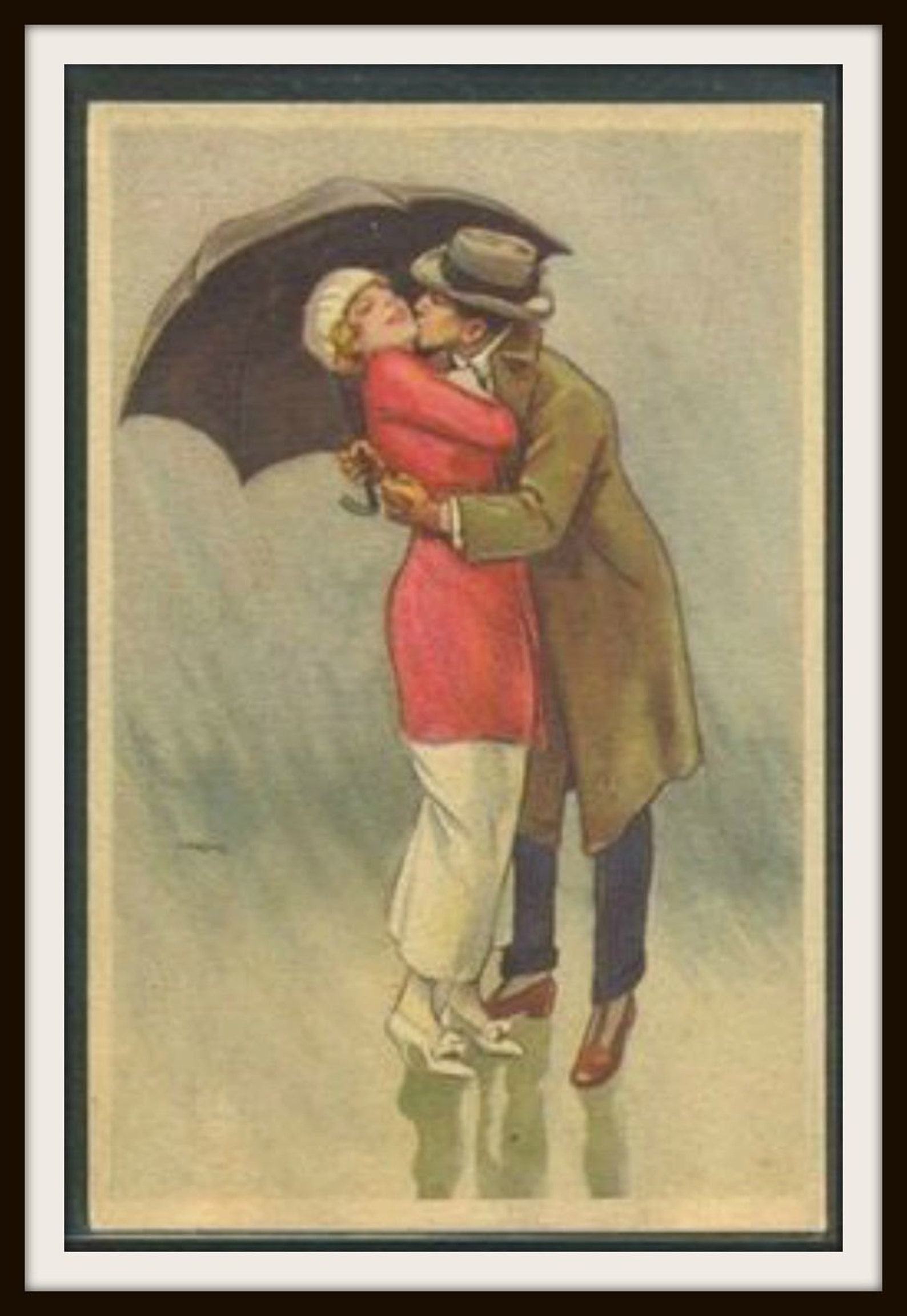 Romantic Vintage Magazine Cover "kissing in the Rain" Unframed ...