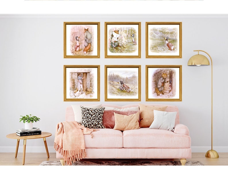 Printed Set of 6 Beatrix Potter "jemima Puddle Duck" Giclee or Canvas ...