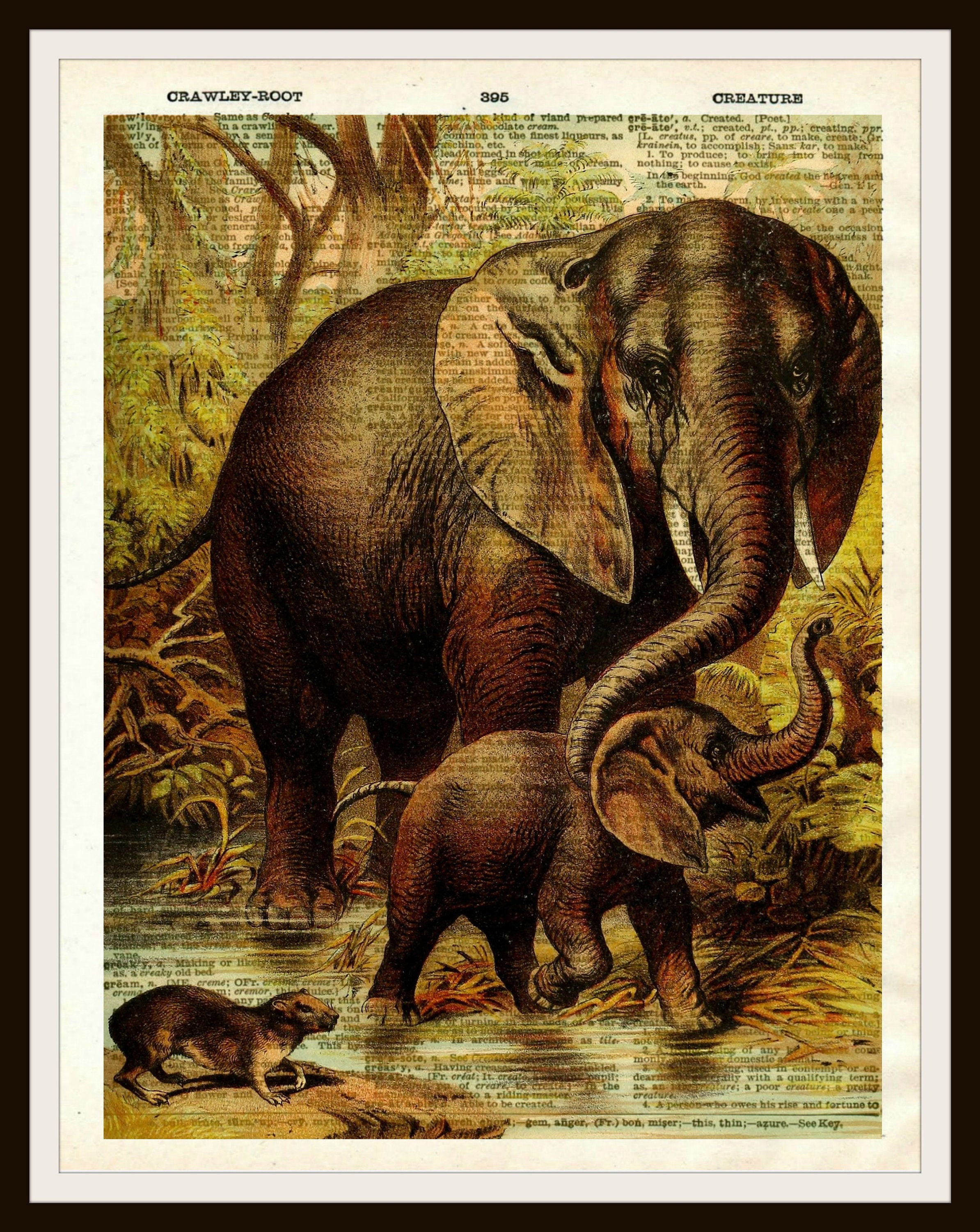 Vintage Elephant Drawing